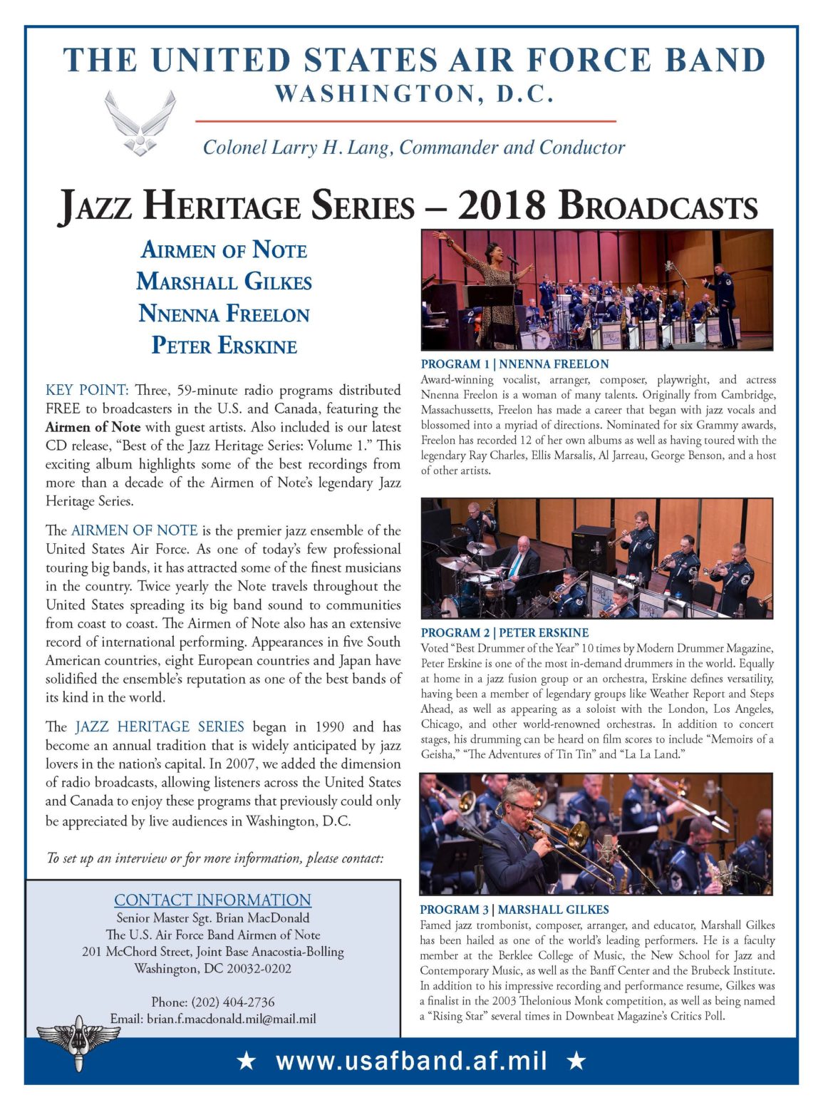 Nnenna Freelon in Jazz Heritage Series with United States Air Force ...